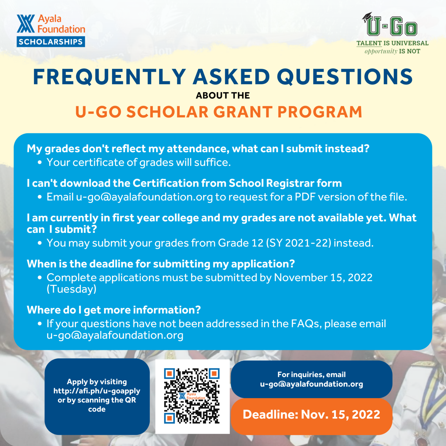 U-Go Scholar Grant - Ayala Foundation